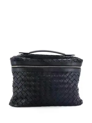 Bottega Veneta Vanity Case Intrecciato Leather Pouch - Black