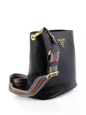 Prada Logo Messenger Bag Vitello Phenix Medium Bucket Bag