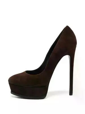 Casadei Daisy Suede Stiletto Platform Pumps - Brown