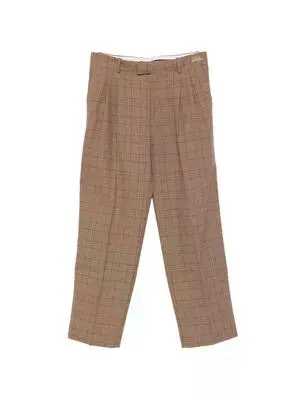 Drole De Monsieur Check Pattern Pleated Trousers