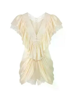 Chloé Silk V-neck Jumpsuit - Neutrals