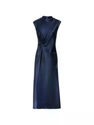 Tanya Taylor Twist-detail Satin Midi Dress - Blue