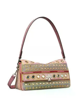 Tory Burch Small Charlie Embellished Shoulder Bag - Pink