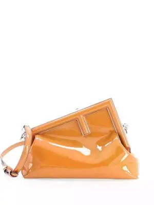 Fendi First Bag Patent Midi Shoulder Bag - Brown