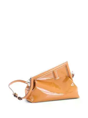 Fendi Patent Midi Shoulder Bag - Brown