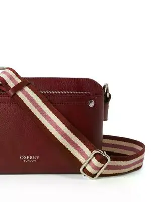 OSPREY Grained Leather Striped Strap Cross-body Bag - Red