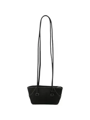 MARGESHERWOOD Contrast-stitched Leather Crossbody Bag - Black