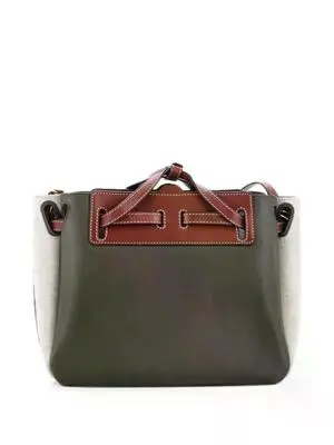 Loewe Lazo Bag Leather With Canvas Mini Crossbody Bag - Green