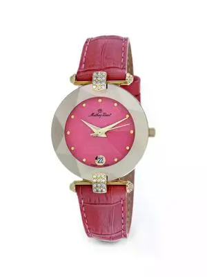 MATHEY TISSOT Pyramide 33mm Leather Strap Watch - Pink