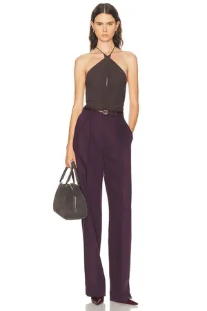 Alex Perry Cross Tie Halter Bodysuit - Smoke