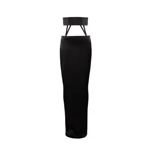 VESTIAIRE D'UN OISEAU LIBRE Silk Suspender Skirt - Black