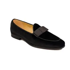 DAVID WEJ Bradford Velvet Belgian Bowtie Loafers - Black