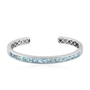 ARTISAN 14k White Gold Aquamarine Cuff Bracelet - White/blue