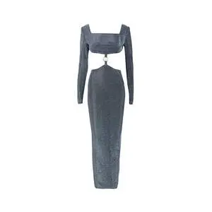VESTIAIRE D'UN OISEAU LIBRE Cut-out Lurex Dress - Grey