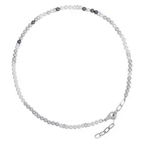 Arte Madrid Three-tone Freshwater Shell Pearl And Cubic Zirconia Necklace - Grey