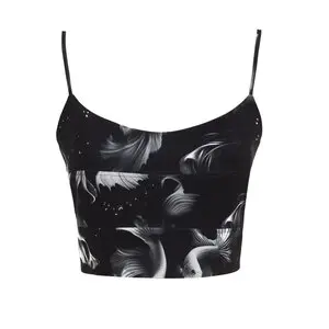 JULIA ALLERT Fashion Printed Crop Cami Top - Black