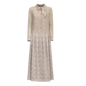 JULIA ALLERT Neutrals Feminine Lace Shirt Dress With Half-placket - Beige