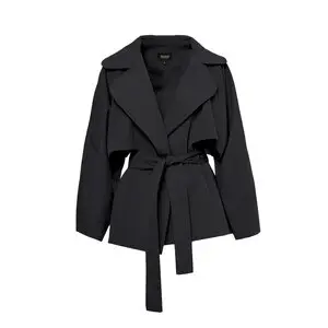 BLUZAT Short Trench Coat With Waist Belt