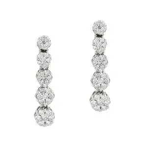 ARTISAN Diamond Cluster Drop Earrings In 18k Gold - White