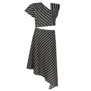 MIRIMALIST Balance Midi Dress Striped - Grey