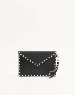 Valentino Garavani Rockstud Grainy Calfskin Pouch - Black