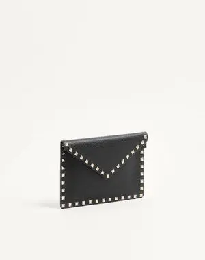 Valentino Garavani Rockstud Grainy Calfskin Pouch - Black