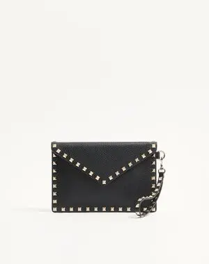 Valentino Garavani Rockstud Grainy Calfskin Pouch - Black