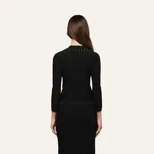 L'Agence Irvin Pointelle Knit Cardigan - Black