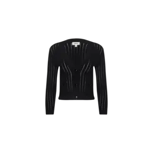 L'Agence Irvin Pointelle Knit Cardigan - Black