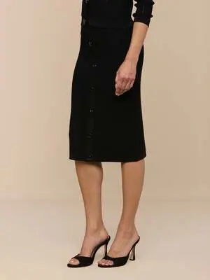 L'Agence Melania Pointelle Knit Midi Skirt - Black