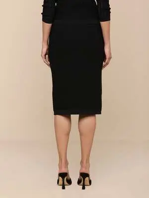 L'Agence Melania Pointelle Knit Midi Skirt - Black