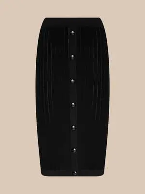 L'Agence Melania Pointelle Knit Midi Skirt - Black