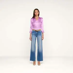 L'Agence Dani Silk Charmeuse Blouse - Vivid Violet