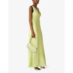 OMNES Casey V-neck Satin Maxi Dress