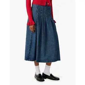 OMNES Pru Mid-wash Denim Midi Skirt
