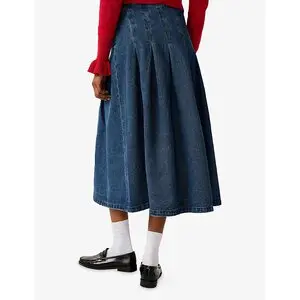 OMNES Pru Mid-wash Denim Midi Skirt