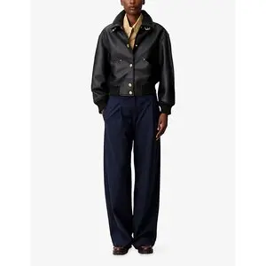 Claudie Pierlot High-collar Leather Bomber Jacket