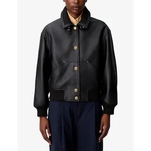 Claudie Pierlot High-collar Leather Bomber Jacket