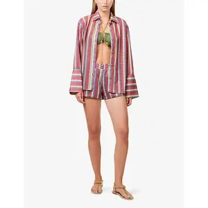 Oseree Lumiere Metallic Stretch-woven Shorts - Rose Multi