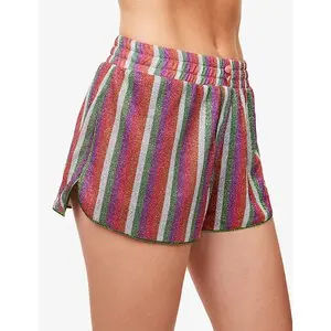 Oseree Lumiere Metallic Stretch-woven Shorts - Rose Multi