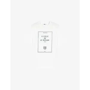 Maje Branded Print Short-sleeved Cotton Jersey T-shirt - White