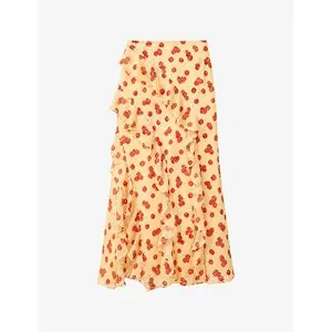 OMNES Darline Tomato Print Chiffon Maxi Skirt - Yellow