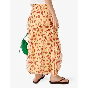 OMNES Darline Tomato Print Chiffon Maxi Skirt