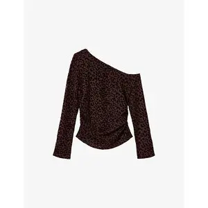 ALLSAINTS Mimi Off-the-shoulder Leopard Mesh Top