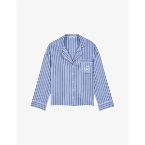 Maje Striped Brand-embroidered Woven Shirt - Blue