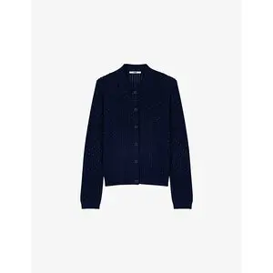 Maje Rhinestone-embellished Knitted Wool-blend Cardigan