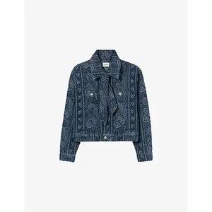Claudie Pierlot Paisley-print Tie-neck Denim Jacket