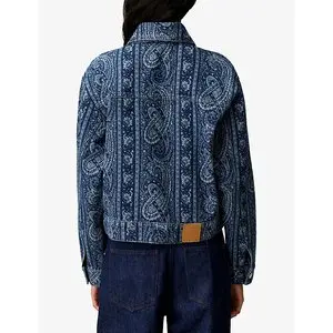 Claudie Pierlot Paisley-print Tie-neck Denim Jacket