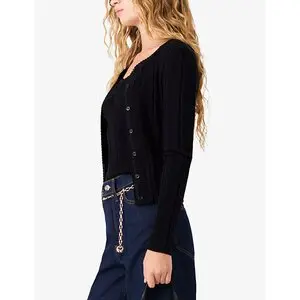 Maje Pointelle-knit Vest Top And Cardigan Set - Black