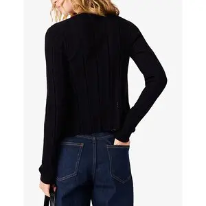 Maje Pointelle-knit Vest Top And Cardigan Set - Black